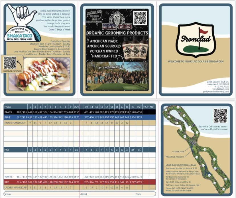 Scorecard - Ironclad Golf & Beer Garden